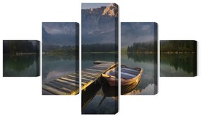 Vícedílný obraz Dřevěný Most Přes Horské Jezero 3D Nedostatek Nedostatek Plátno Canvas 150x90