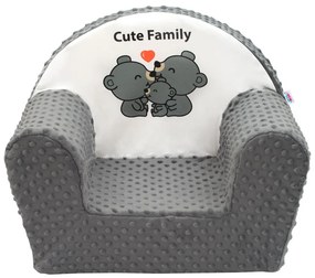 NEW BABY dětské křeslo z minky CUTE FAMILY šedá