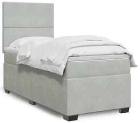 Box spring postel s matrací světle šedá 90x200 cm samet 3293104