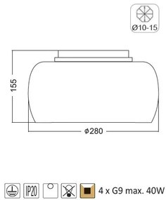 ACA DECOR Stropní svítidlo YVONNE max. 4x40W/G9/230V/IP20