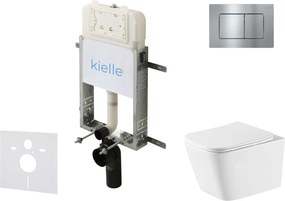 kielle Genesis New - Set předstěnové instalace, klozetu Arkas I, Vortex Rimless+, sedátka softclose a tlačítka Gemini New III, lesklý chrom 30528SZ80