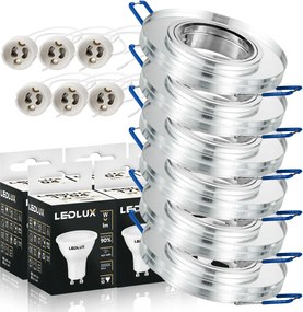 6x Halogenové svítidlo Skleněné kulaté zrcadlo žárovka GU10 Led 10W 3 Barvy