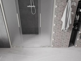 Mexen Velar L Duo, posuvné sprchové dveře do otvoru 140 cm, 8mm sklo námraza, broušená ocel, 871-140-003-32-97