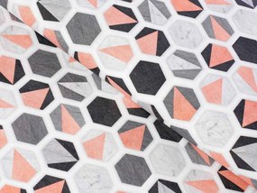 Biante Dekorační povlak na polštář Leona LN-031 Lososovo-šedé hexagony 70 x 90 cm