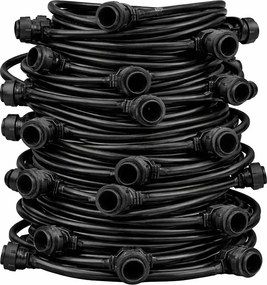 Easy Fix světelná girlanda, venkovní, 50 m, pro 50 žárovek E27, černý kabel, IP67, bez žárovek, cívka