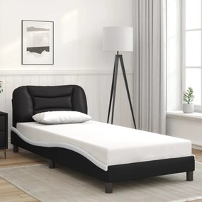 Rám postele bez matrace Hvar černý a bílý 80 x 200 cm umělá kůže 3207965
