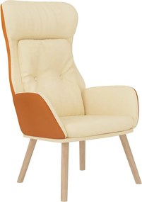 Relaxační křeslo s podnožkou krémová umělá kůže a textil 3097763
