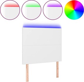 Čelo postele s LED bílé 100x5x118/128 cm umělá kůže 3122229