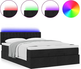 Osmanská postel s matrací &amp; LED diody černá 140x190 cm látka 3312473