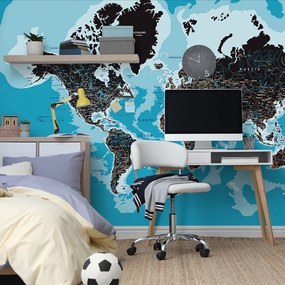 Samolepící tapeta moderní mapa světa - 300x200 cm
