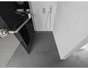 Mexen Kioto+ L, sprchová zástěna Walk-In s poličkou a věšákem 80 x 200 cm, 8mm šedé sklo, broušená ocel profil, 800-080-123-97-40