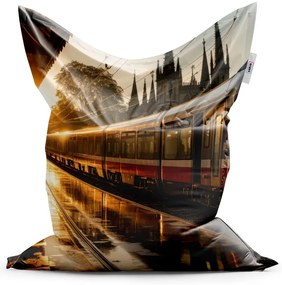 Sablio Sedací vak Vlak na nádraží při východu slunce - 150x100 cm