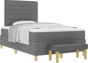Postel s boxspringem s čelo Tmavě šedá 190 x 120 cm textil 3344206