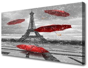 Obraz na plátně Eiffelova Věž Paříž Deštník 100x50 cm