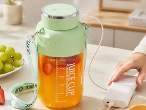 Verk Group Láhev s mixérem usb 1200 ml, hrnek na smoothie, šejker se slámkou a páskem