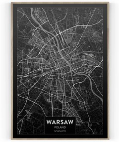 Plakát / Obraz Mapa Warsaw Pololesklý saténový papír 210 g/m² A4 - 21 x 29,7 cm