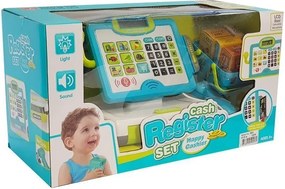 LEAN Toys Dětská pokladna modrá s košíkem