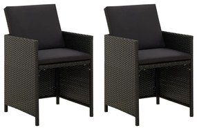 Zahradní židle s poduškami 2 ks polyratan černé,  316755