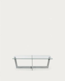 Konferenční stolek se skleněnou deskou ve stříbrné barvě 70x120 cm Plam – Kave Home