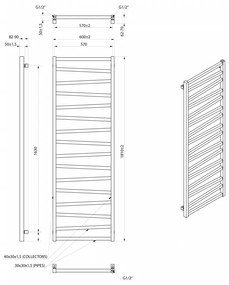 Sapho ZIG otopné těleso 600x1810 mm, černá mat ZG619B