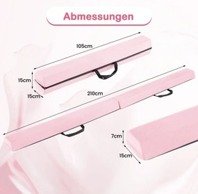 Costway Kladina gymnastická kladina 210 cm skládací gymnastická kladina – růžový