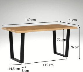 Vikio Jídelní set pro 6 osob 160x90 cm dub noha U černá židle VJS156-6C