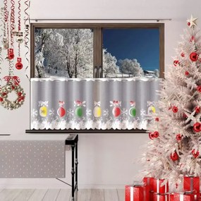 Vánoční baňky hotová žakárová záclona 150x50cm bílá