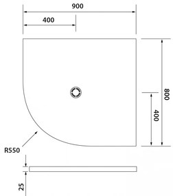 Polysan FLEXIA vanička z litého mramoru čtvrtkruh, s možností úpravy rozměru, 90x80cm, R550, pravá 91231