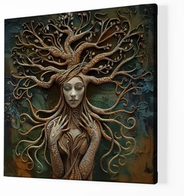 Obraz na plátně - Strom života Žena v silných větvích FeelHappy.cz Velikost obrazu: 60 x 60 cm
