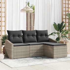 Set pohovek 4 ks Světle šedá polyratan 3346672