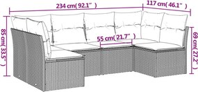 6dílná zahradní sedací souprava s poduškami šedá polyratan 3217390