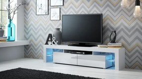 Moderní TV stolek Space, bílá/bílý lesk