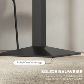 HOMCOM jídelní stůl 70 × 70 cm pro 2 osoby — deska s dekorem dřeva, černý ocelový podstavec, tmavě hnědý