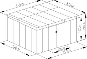 Zahradní domek G21 GRAH 1132 - 340 x 333 cm, metalický šedý