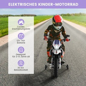 Costway Elektrická dětská motorka Aprilia s tréninkovými koly a hudbou a – bílý
