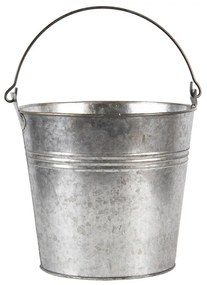 Malý šedivý dekorační plechový kyblík – 18x16/26 cm