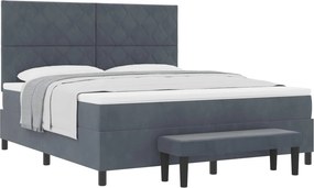 Postel s boxspringem s čelo Tmavě šedá 200 x 180 cm samet 3344595