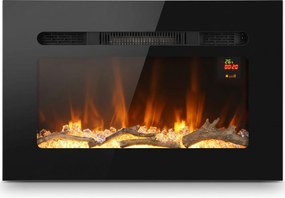 HOMCOM Elektrický krb 60 cm k zabudování nebo na stěnu, 1800W, 24hodinový časovač, nastavitelný plamen, krystaly