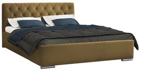 Eka Čalouněná postel ELEGANT - Fresh 140x200 cm Barva látky - Fresh: Hořčicová (37), Úložný prostor: S kovovým rámem úložného prostoru