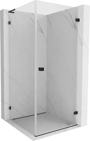 Mexen Lunar-B L pravý výklopný sprchový kout 70 x 70 cm, čiré sklo, černá matná, 832L-070-070-70-00-P