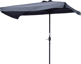 Outsunny Obdélníkový Slunečník 230x130x249 cm Sklopný Slunečník s UV Ochrannou pro Balkon, Terasu, Zahradu Tmavě Šedý | Aosom