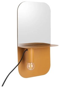 LEITMOTIV Nástěnná lampa se zrcadlem Plate Iron Matt – okrová 45 × 24 × 12 cm