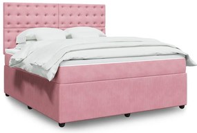Box spring postel s matrací růžová 180x200 cm samet 3292423