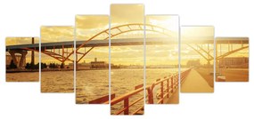 Obraz mostu se západem slunce (210x100 cm)