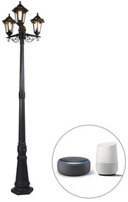Chytrá venkovní lucerna černá 3-světelná včetně Wifi ST64 - New Haven