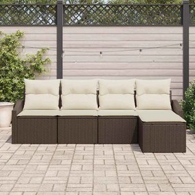 Set pohovek 5 ks Hnědá a krémová polyratan 3355347