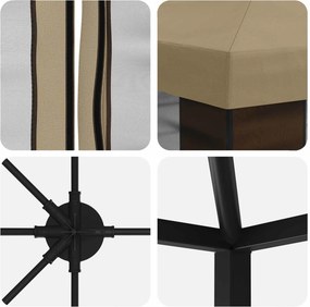 Zahradní altán se stěnami 6 x 3 m Béžová Polyester a ocel 3376019