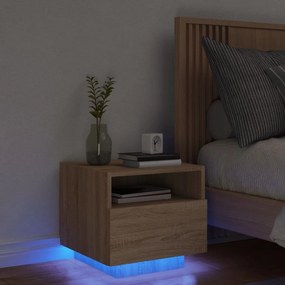 Noční stolek s LED osvětlením dub sonoma 40 x 39 x 37 cm - Default Title