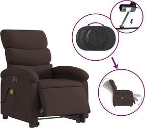 Elektrické zvedací masážní polohovací křeslo tmavě hnědé textil 3204019