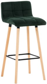Barová židle Lincoln ~ samet, dřevěné nohy natura - Zelená